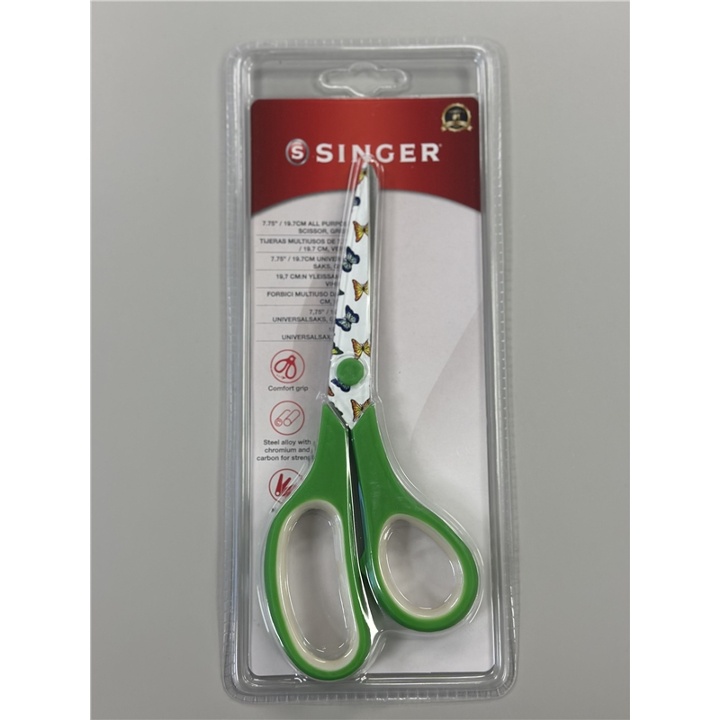 SINGER SAX 19,7 CM Grön med fjärilar | Saxar - Sömnadstillbehör ...